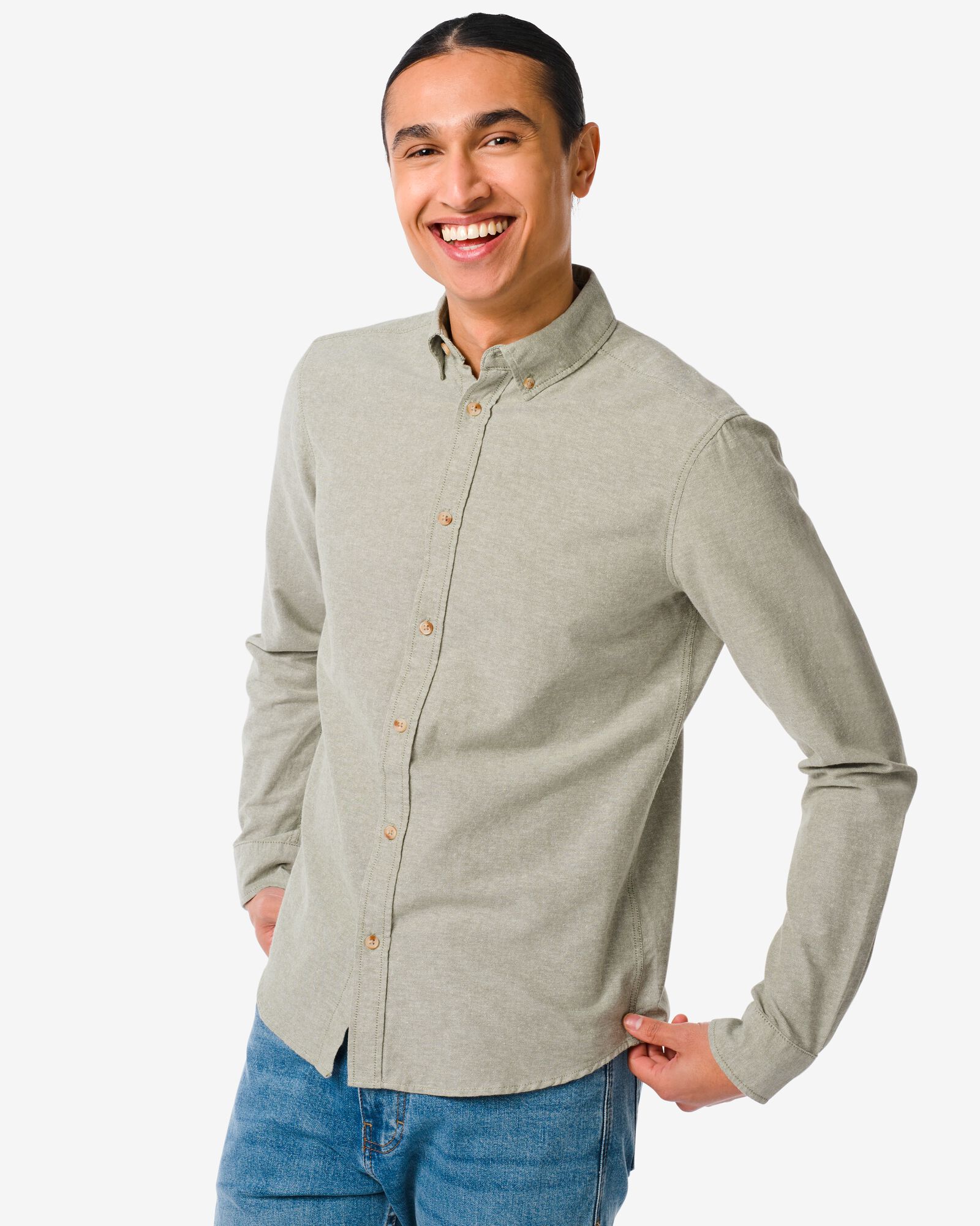 Herren-Oberhemd grün - HEMA