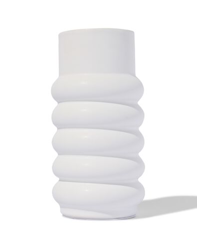 Keramikvase, Rippen, Ø 10 x 20 cm, weiß - HEMA