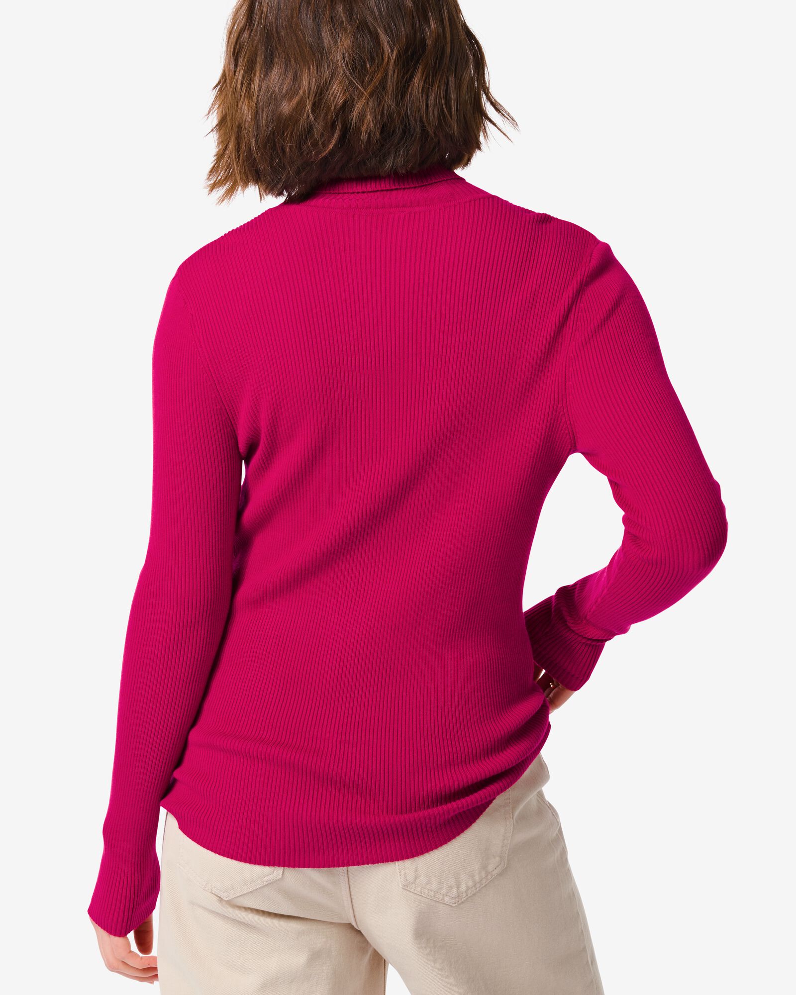 Damen-Rolli Louisa, gerippt rosa - HEMA