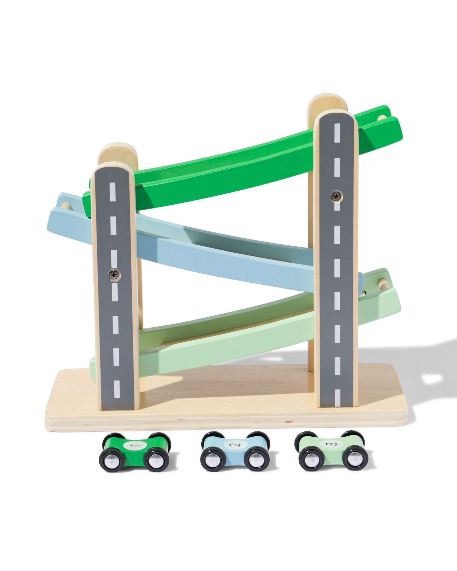 houten rollerbaan met auto's - HEMA