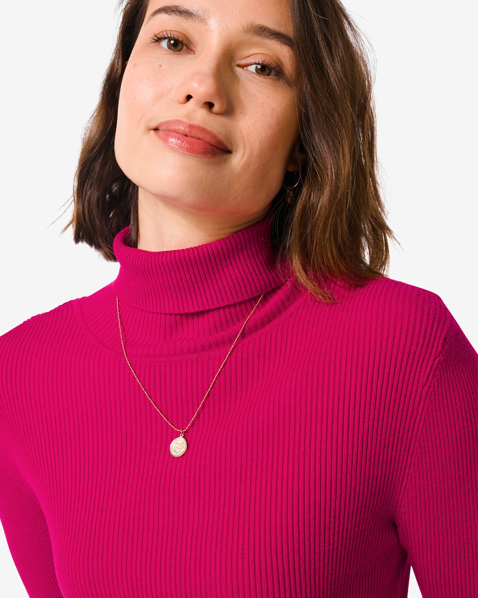 Damen-Rolli Louisa, gerippt rosa - HEMA