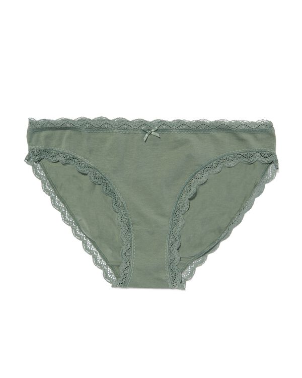 slip femme coton avec dentelle vert - HEMA