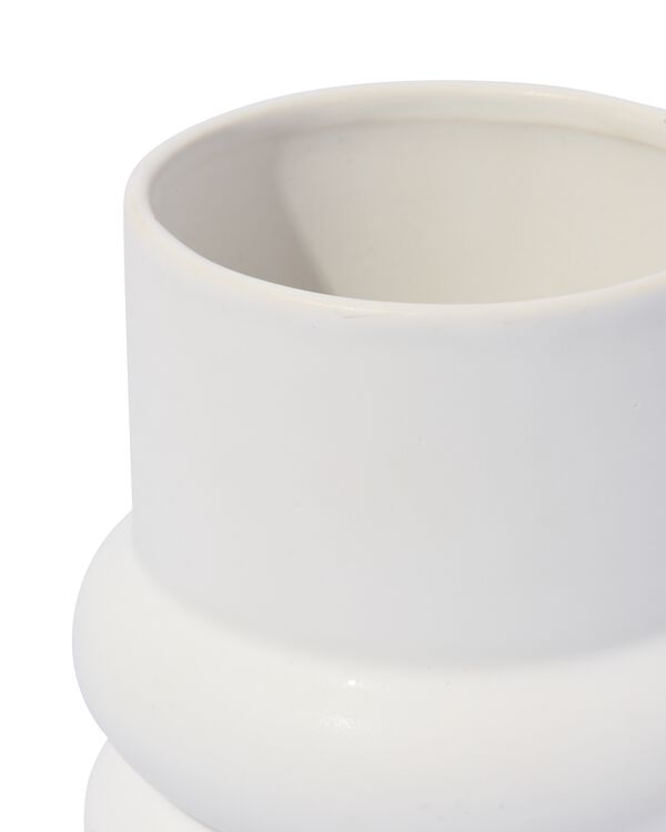 Keramikvase, Rippen, Ø 10 x 20 cm, weiß - HEMA
