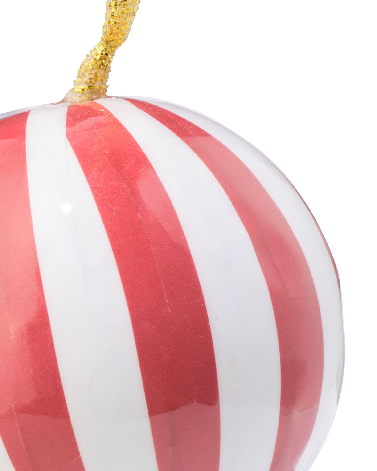 boule de noël 6 cm papier larges rayures blanc-rouge - HEMA