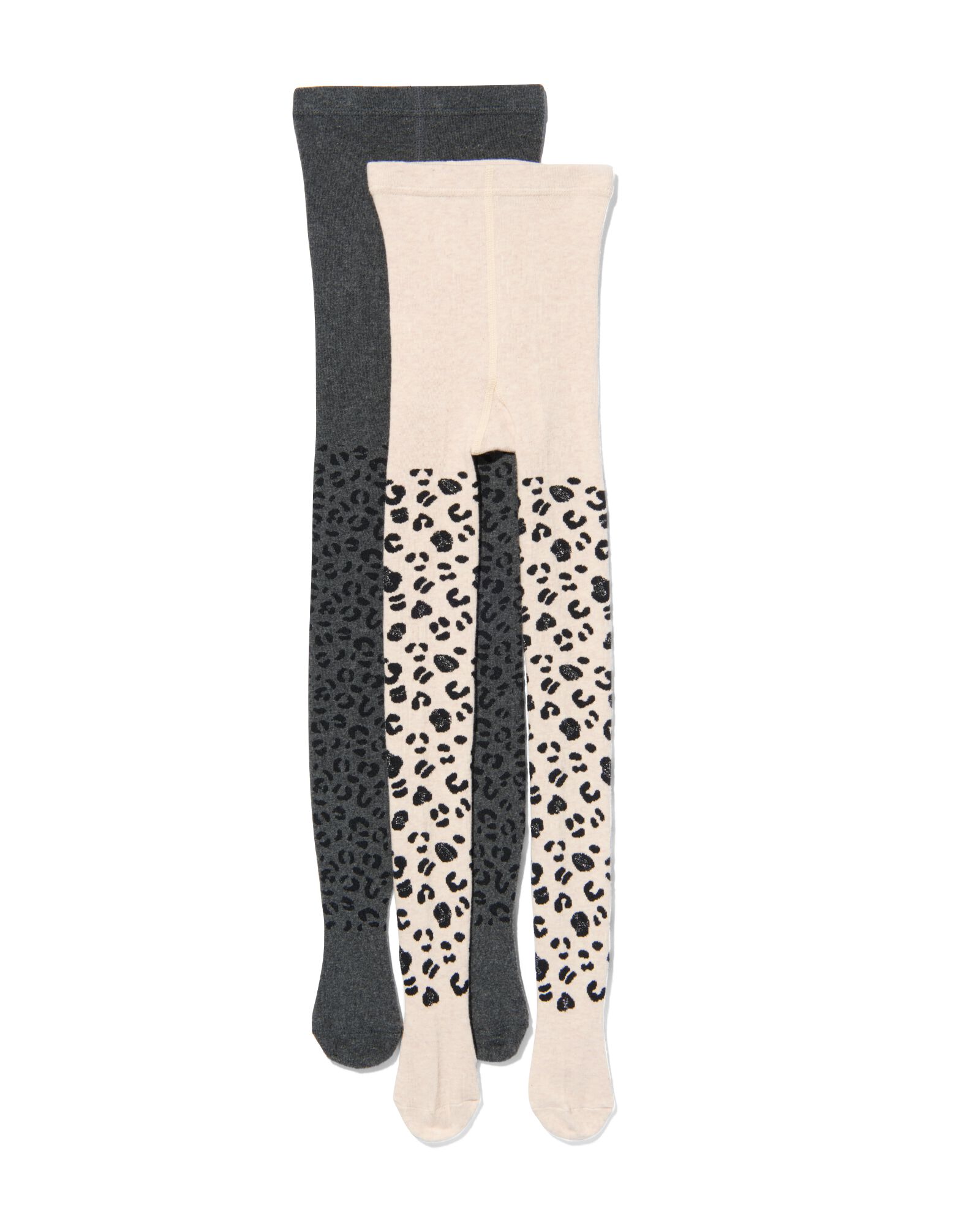 2 paires de collants épais enfant avec coton gris chiné - HEMA
